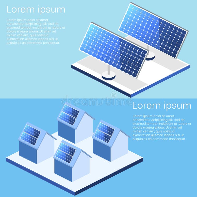 Isometric Flat 3D Outside Solar Panels on House Stock Illustration ...