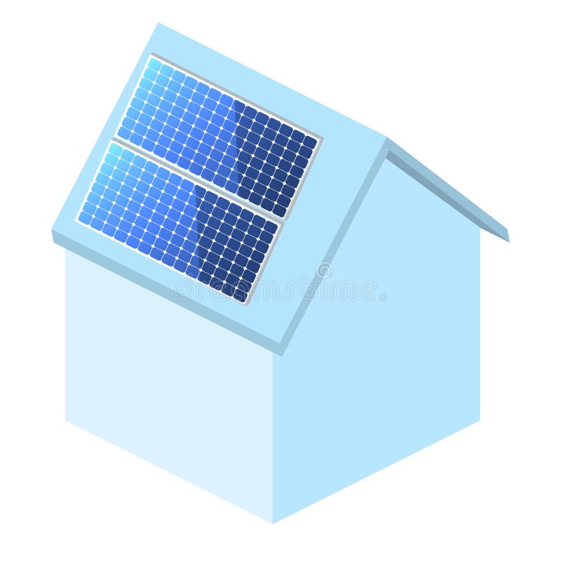 Isometric Flat 3D Outside Solar Panels on House Stock Illustration ...