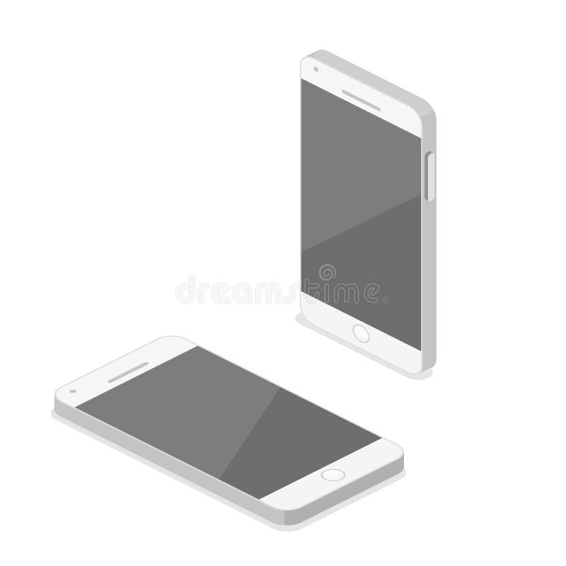 Isometric Flat 3D White Smartphones. Stock Illustration - Illustration ...