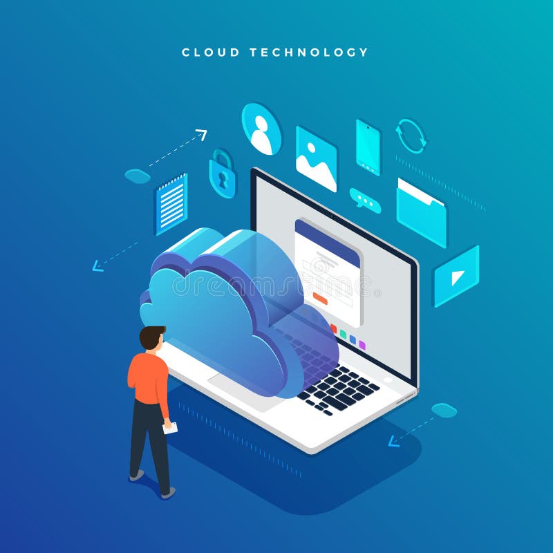 Isometric Flat Design Concept Cloud Technology Data Transfer and Stock ...