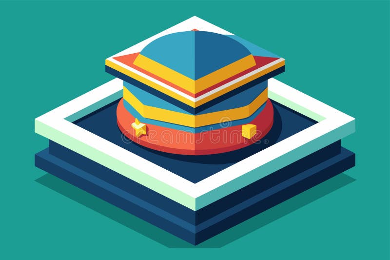Isometric Flat Design Featuring a Captains Hat Placed on Top of a Box ...