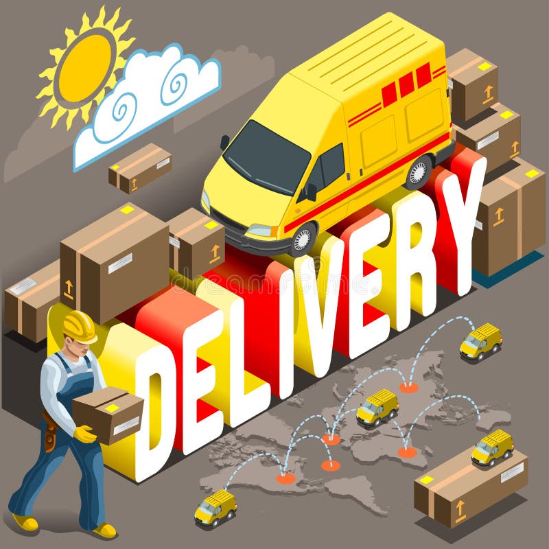 Isometric Flat Express Delivery Services 3d Stock Vector - Illustration ...