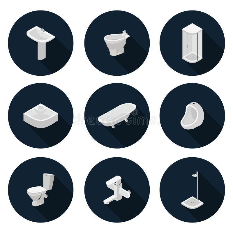 Isometric Flat Icons Sanitary Ware Stock Illustration - Illustration of ...