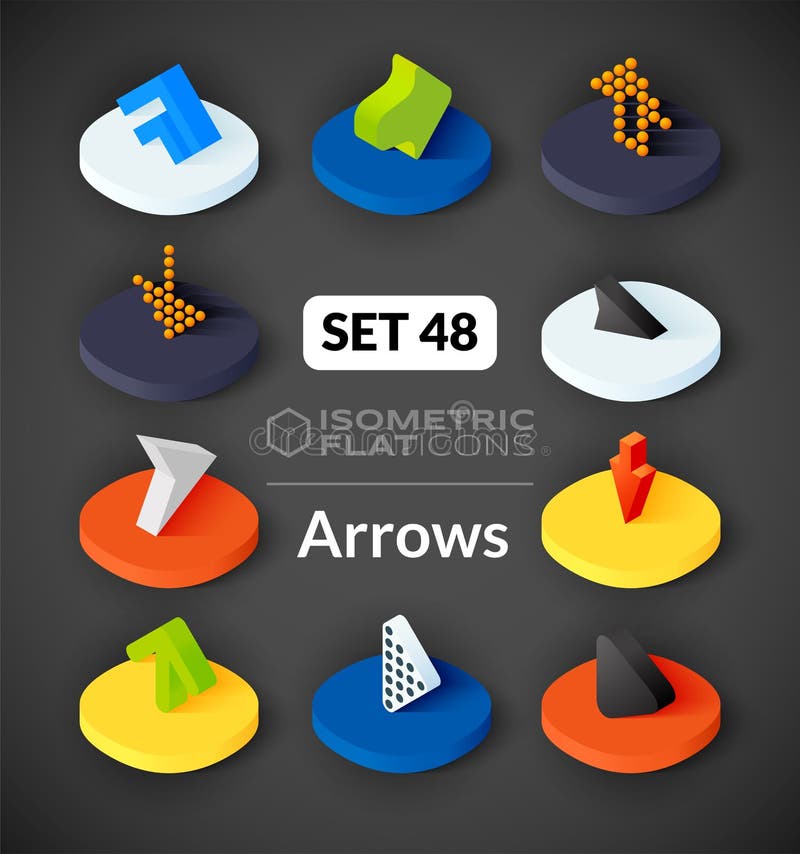 Isometric Flat Icons Set 48 Stock Vector - Illustration of isometric ...
