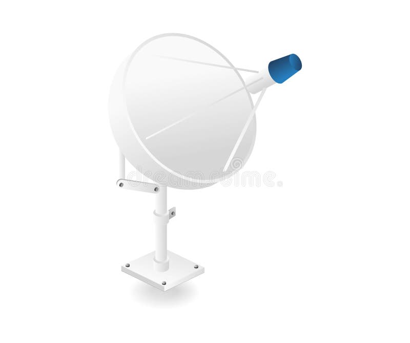 Isometric Flat Illustration of Satellite Dish Transmitter Concept Stock ...