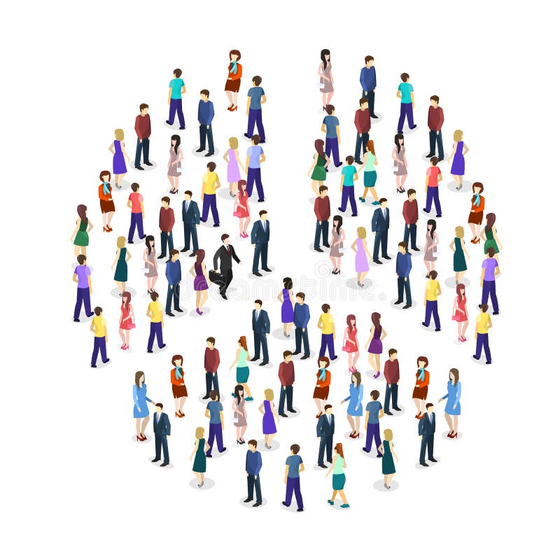 Isometric Flat Infographic Chart Consisting of a Crowd of People Stock ...