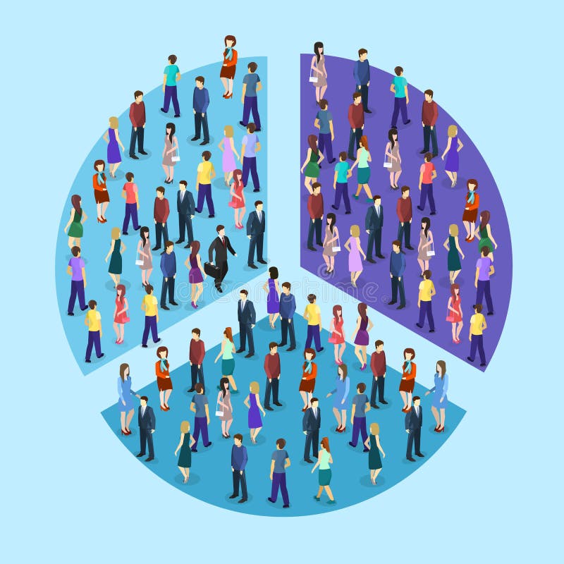Isometric Flat Infographic Chart Consisting of a Crowd of People Stock ...