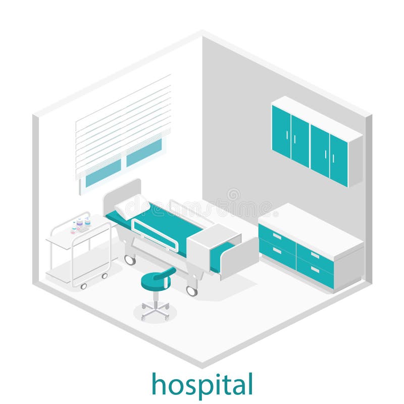 Isometric Flat Interior of Hospital Room. Stock Illustration ...