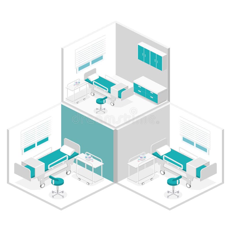 Isometric Flat Interior of Hospital Room. Stock Illustration ...