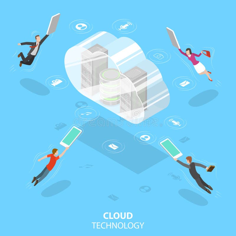 Cloud Computing Technology Isometric Flat Vector Concept. Stock Vector ...