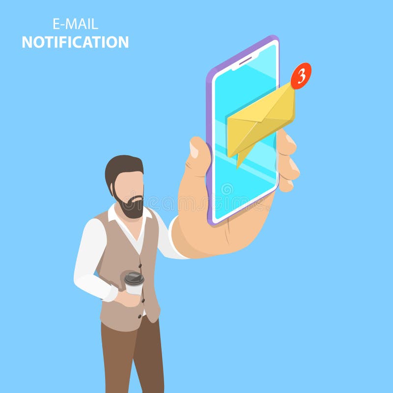Got New E Mail. Notification Alert. Smartphone Application. Online ...
