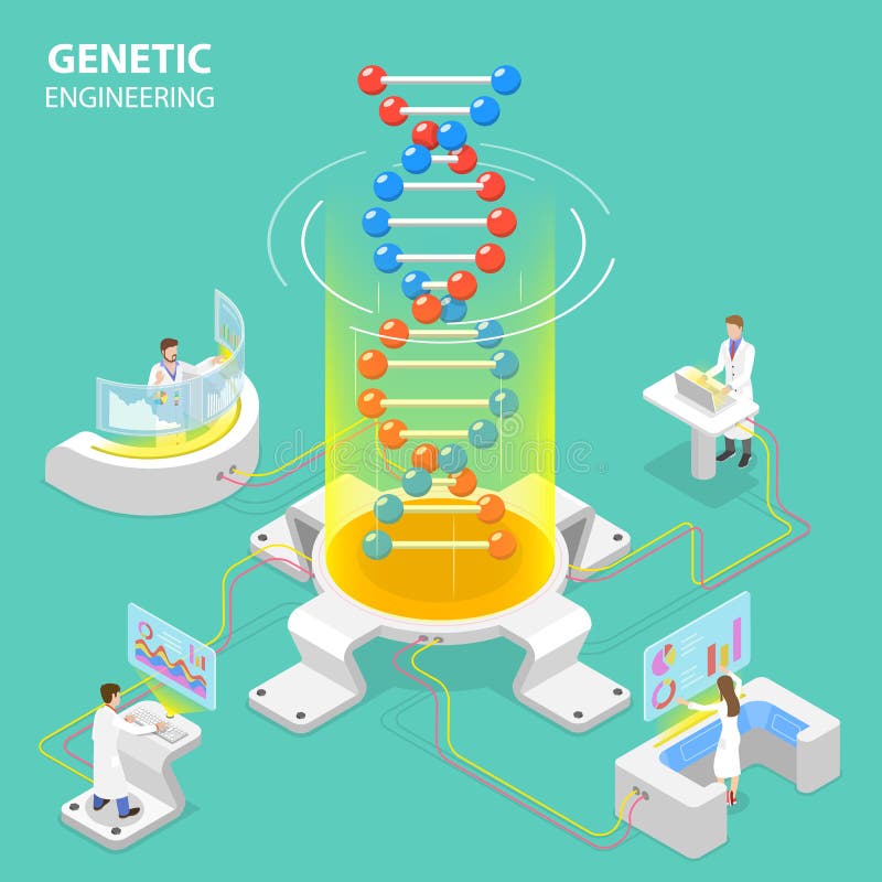 Genetic Engineering Isometric Flat Vector Concept. Stock Vector ...
