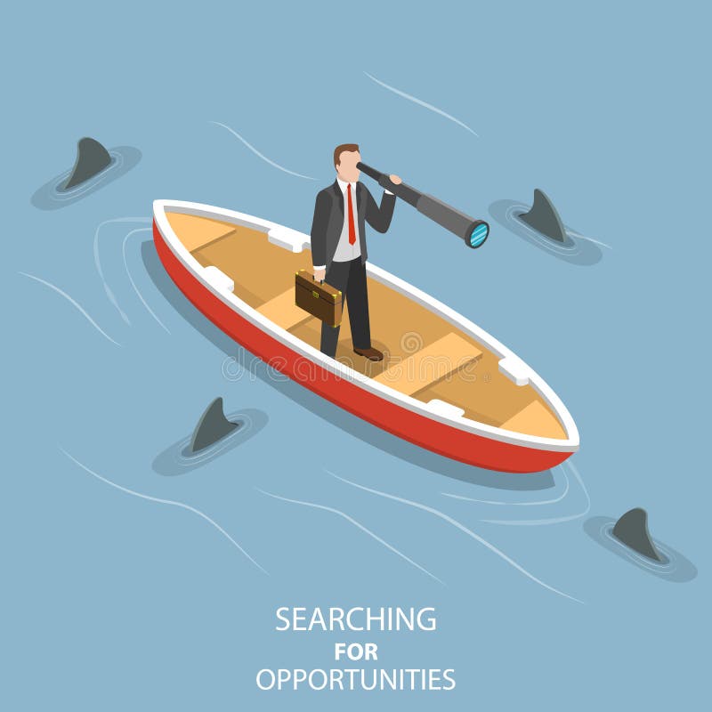 Searching for Opportunities Isometric Flat Vector Concept. Stock Vector ...
