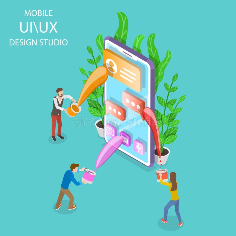 UI and UX Design Studio Isometric Flat Vector. Stock Vector ...