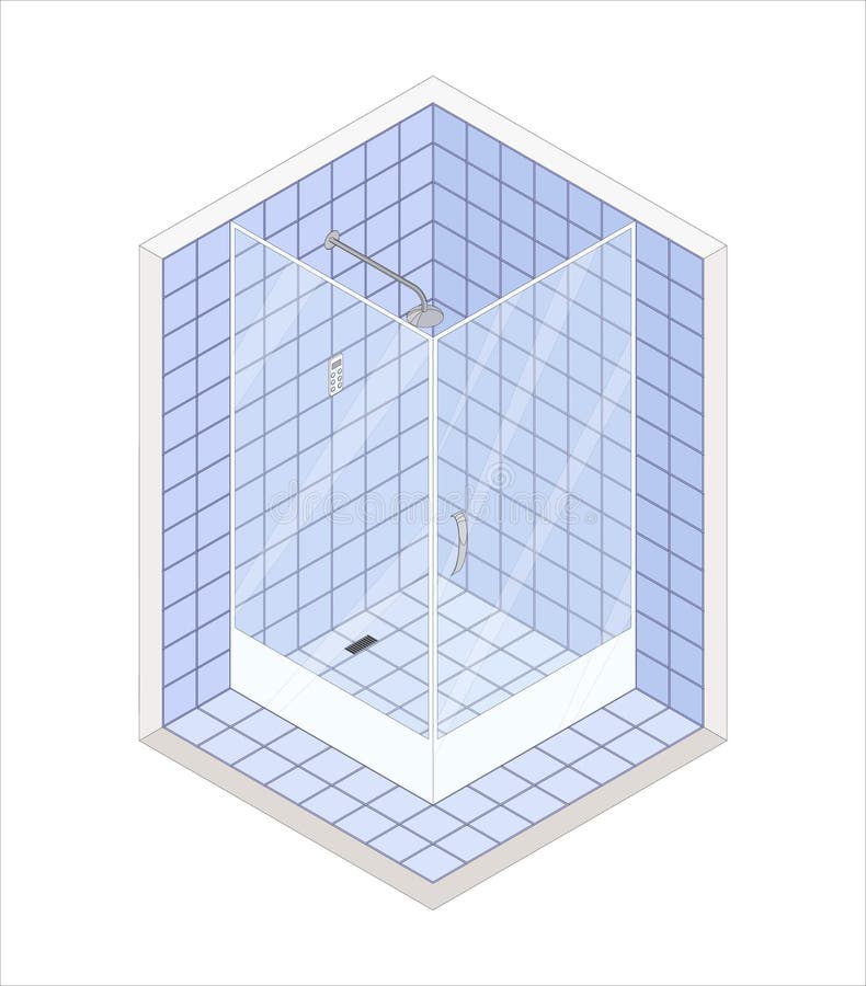Isometric Flat Vector 3D Concept Showers Cabin Stock Vector ...