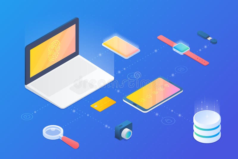 Isometric Flat Vector Devices: Notebook Laptop, Mobile Phone Smartphone ...