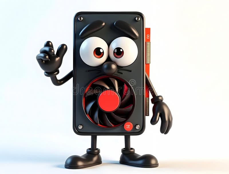 Realistic Graphics Card Concept for Computer Technology – Fun Cartoon ...