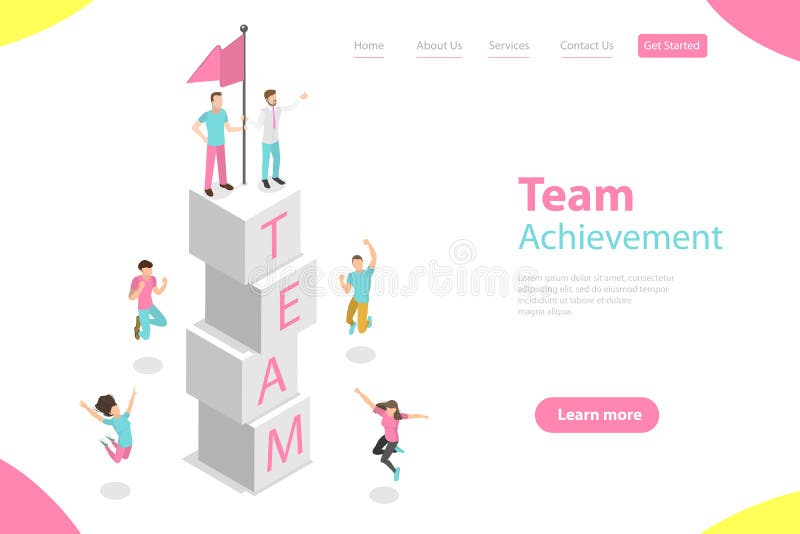 Isometric Flat Vector Landing Page Template of Successful Teamwork ... Isometric Flat Vector Landing Page Template of Successful Teamwork ...