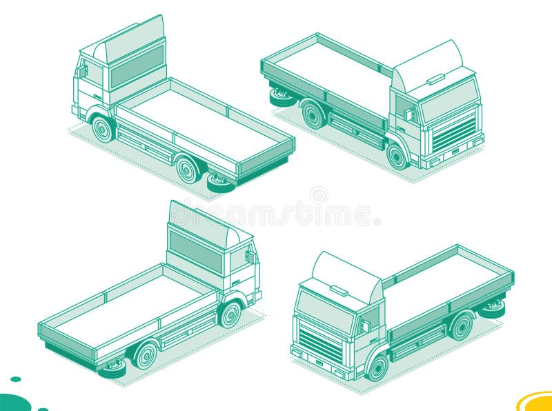 Isometric Cargo Truck. Front and Back View. Commercial Transport Stock ...