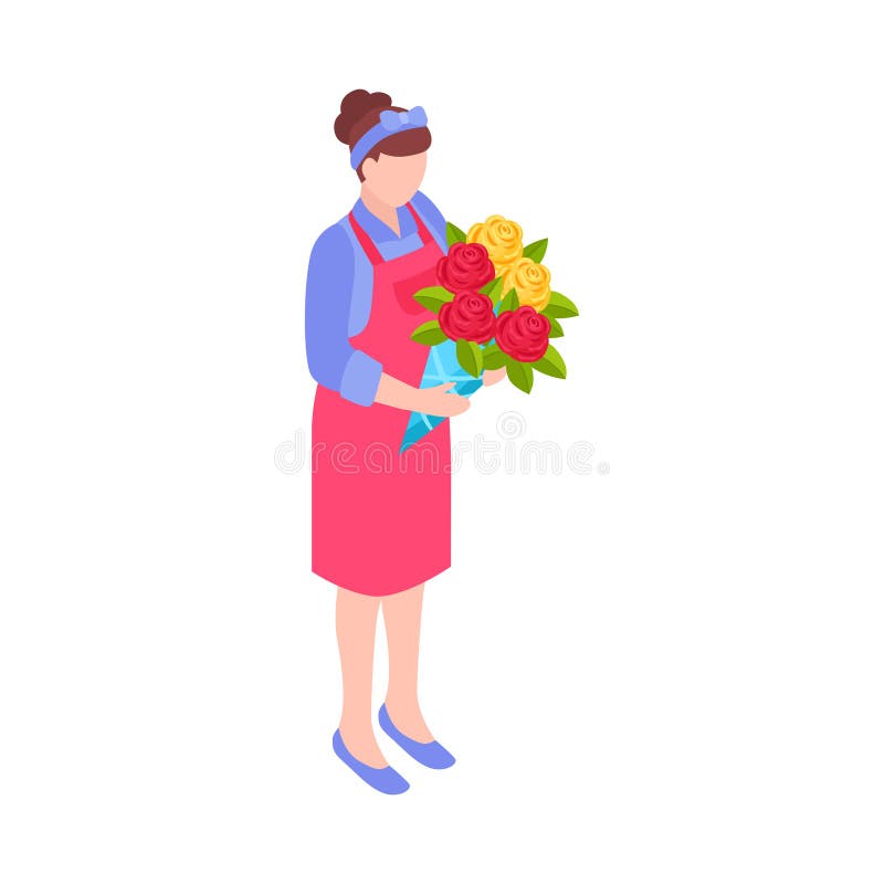Isometric Florist Illustration Stock Vector - Illustration of ...