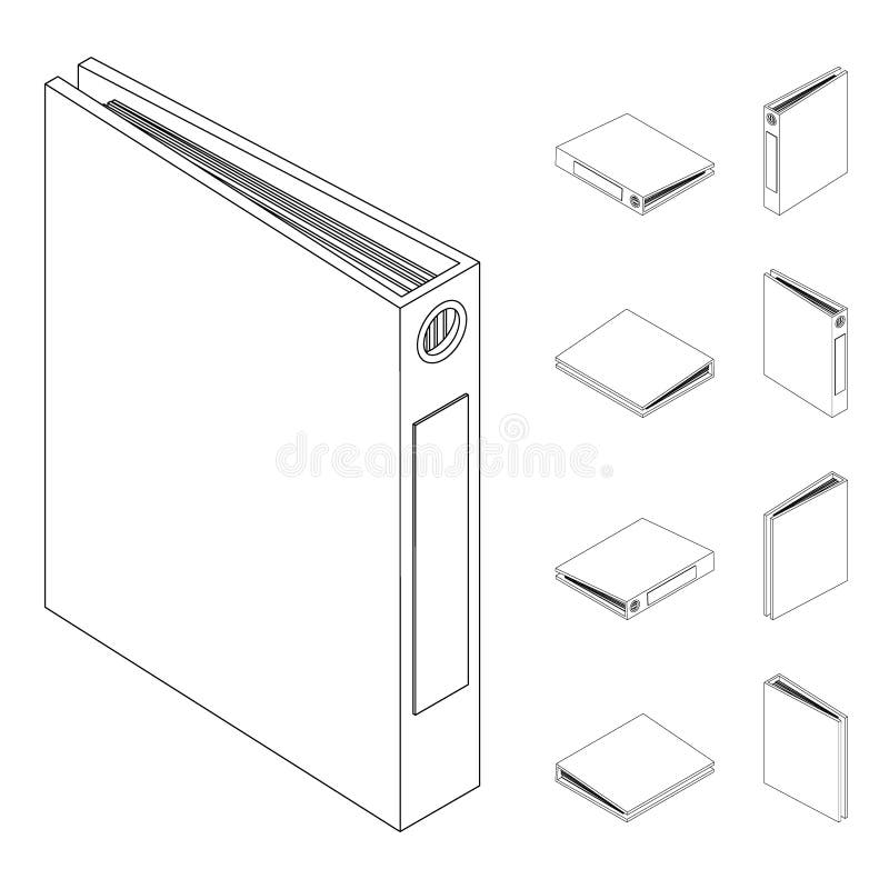 Isometric Folder Line . a Large Set of Images of an Office Folder with ...