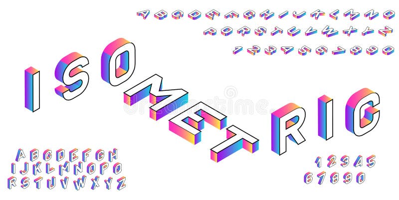 Isometric Font. Creative Colored Geometric Alphabet. 3d Gradient ...