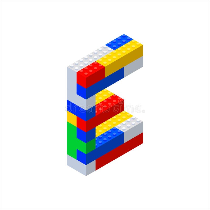 Isometric Font Made from Color Plastic Blocks. the Childrens Designer ...