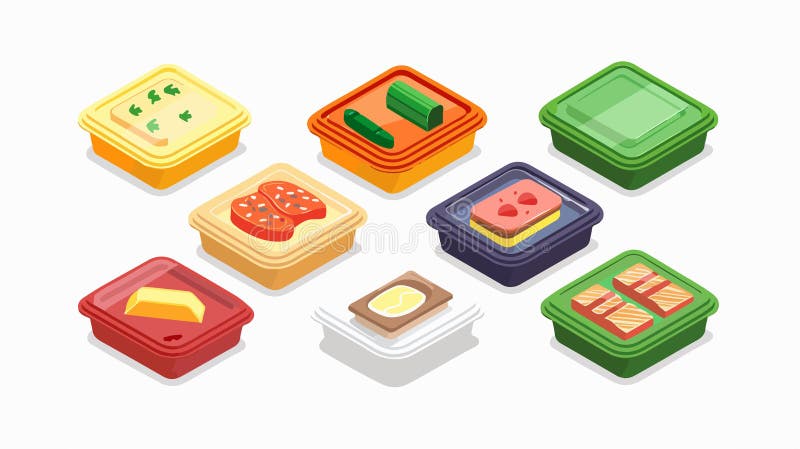 Isometric Food Plastic Box Vector Icon in White Background Stock ...
