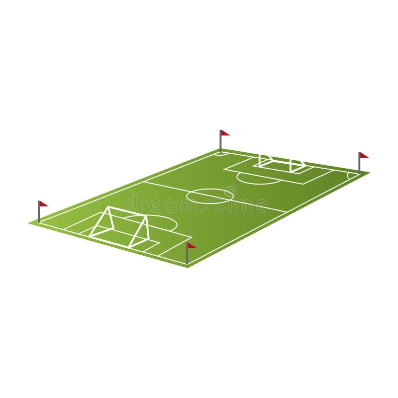 Isometric Football Pitch View. Vector Stock Vector - Illustration of ...
