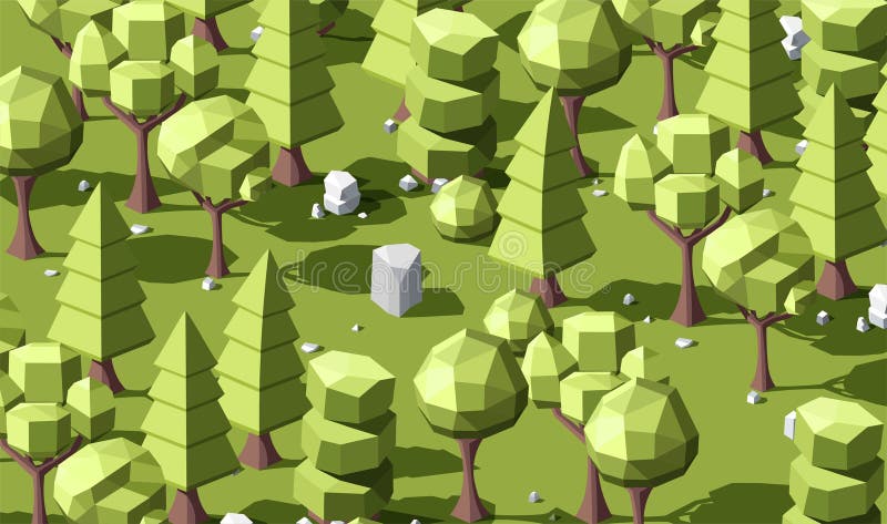 Isometric Forest with Rocks Vector Concept Stock Vector - Illustration ...