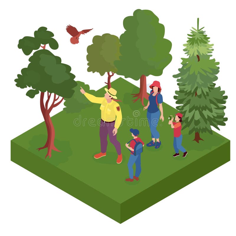 Isometric Forest Walk Composition Stock Illustration - Illustration of ...