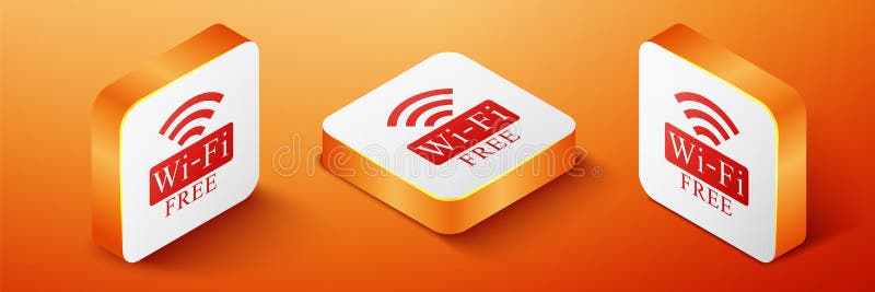 Isometric Free Wi-fi Icon Isolated on Orange Background. Wi-fi Symbol ...