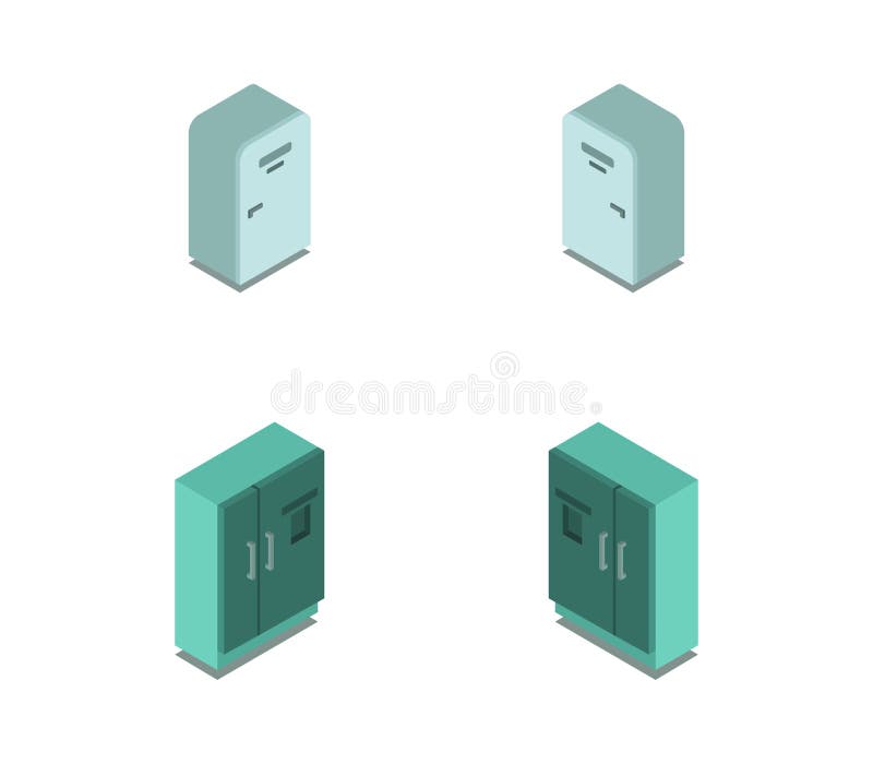 Isometric Fridge Drink with Glass Door. Mini Display Cooler. Freezer ...