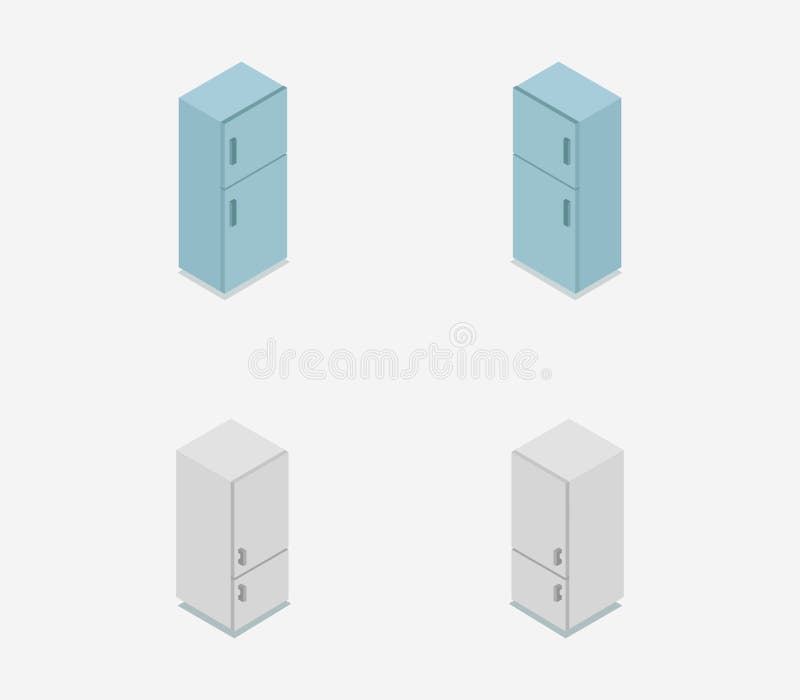 Isometric Fridge Drink with Glass Door. Mini Display Cooler. Freezer ...