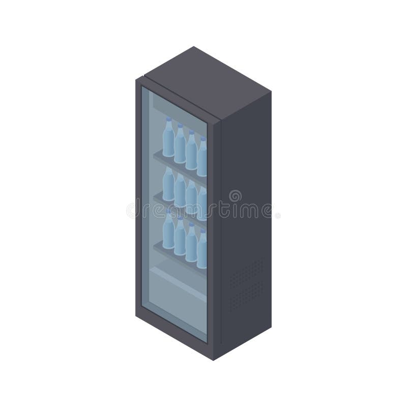 Isometric Fridge Drink with Glass Door. Mini Display Cooler. Freezer ...