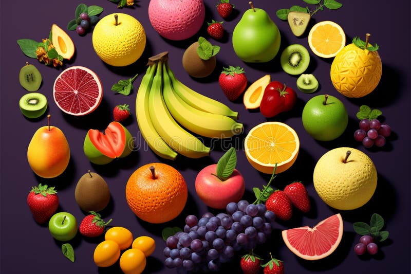 Isometric Fruit Art a Unique Visual Perspective on Delectable Fruits ...