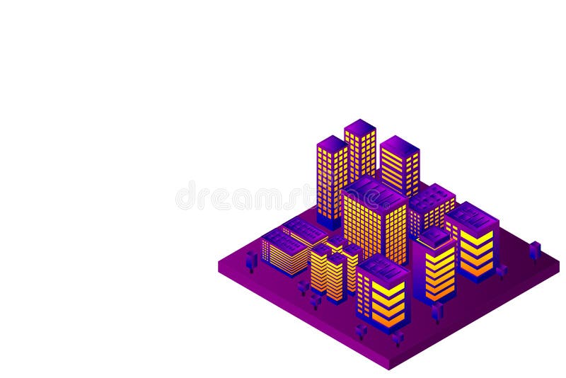 Isometric Future City. Real Estate and Construction Industry Concept ...
