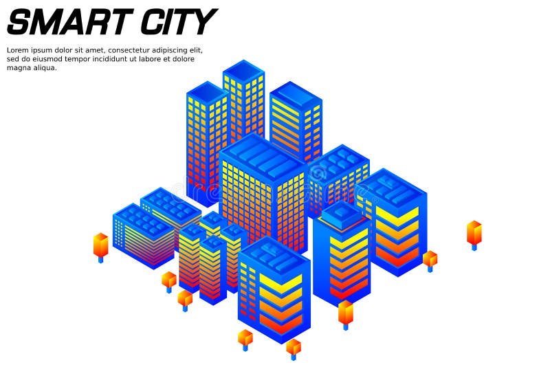 Isometric Future City. Real Estate and Construction Industry Concept ...