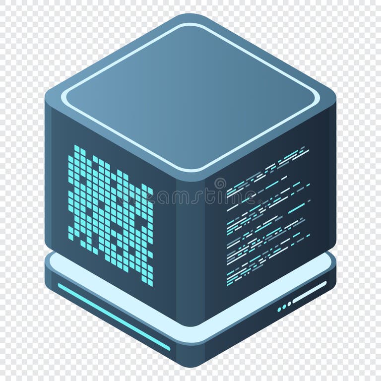 Isometric Futuristic Server. Isometric Database or Data Center. Abstract Blockchain. Computer ...