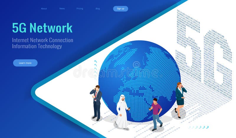 Isometric 5G Network Wireless Systems and Internet Vector Illustration ...