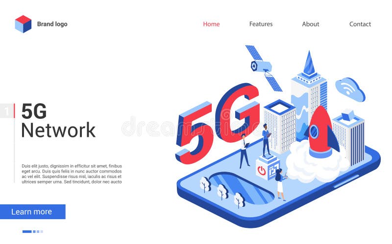 Isometric 5G Telecom Network Technology Vector Illustration, Cartoon 3d ...