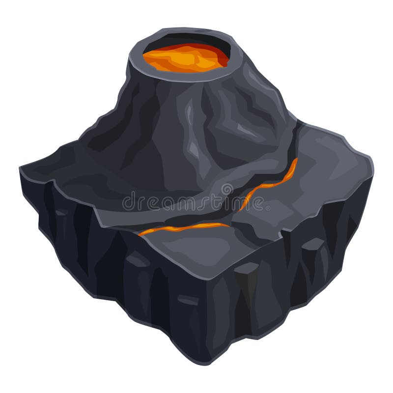 Isometric Game Stone Volcanic Landscape Flying Island Stock ...