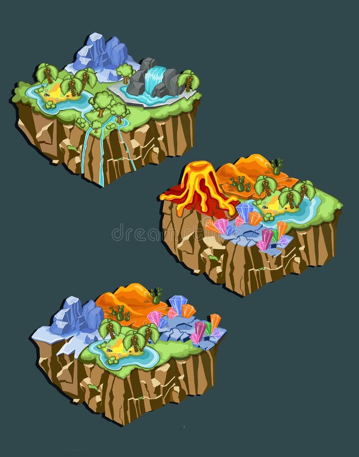 Isometric Game Tropical Nature Landscape Template Stock Illustration ...
