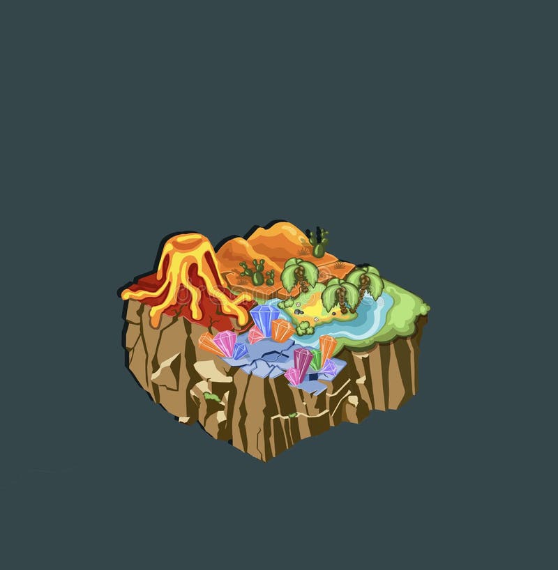 Isometric Game Tropical Nature Landscape Template Stock Vector ...