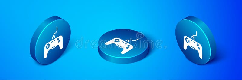 Isometric Gamepad Icon Isolated on Blue Background. Game Controller ...