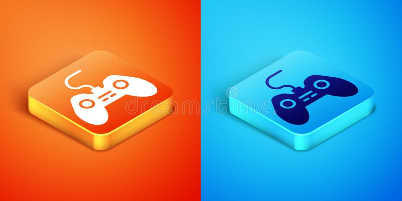 Isometric Gamepad Icon Isolated on Orange and Blue Background. Game ...