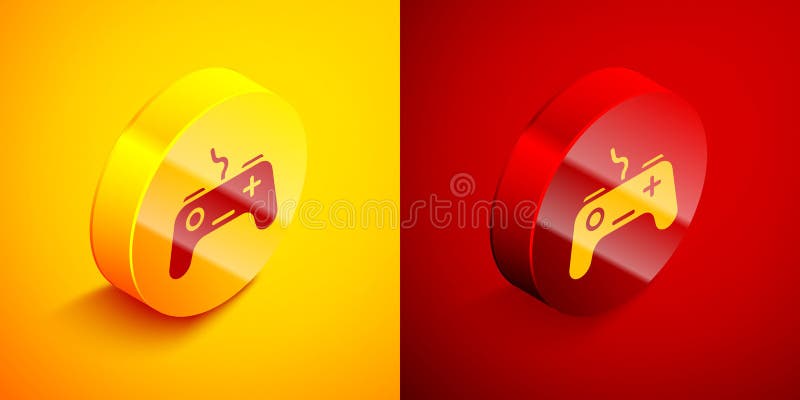 Isometric Gamepad Icon Isolated on Orange and Red Background. Game ...