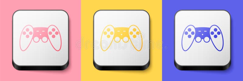 Isometric Gamepad Icon Isolated on Pink, Yellow and Blue Background ...