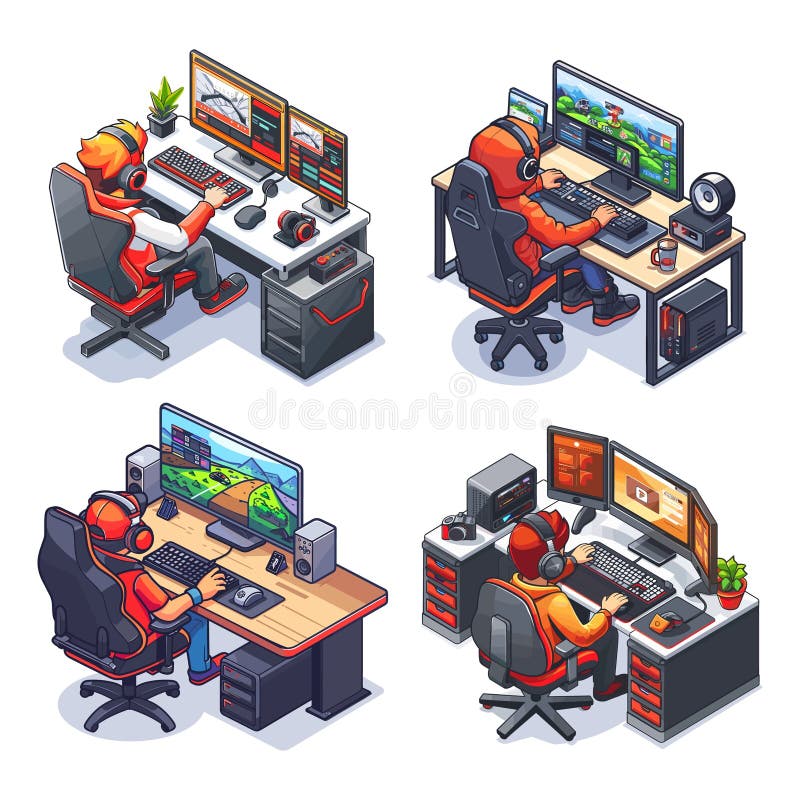 Programmer Hacker Computer Desk Stock Illustrations 1448 Programmer Hacker Computer Desk 7507