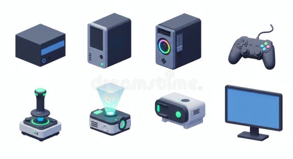 Isometric Gaming Devices Including Computer, Projector, Joystick and ...